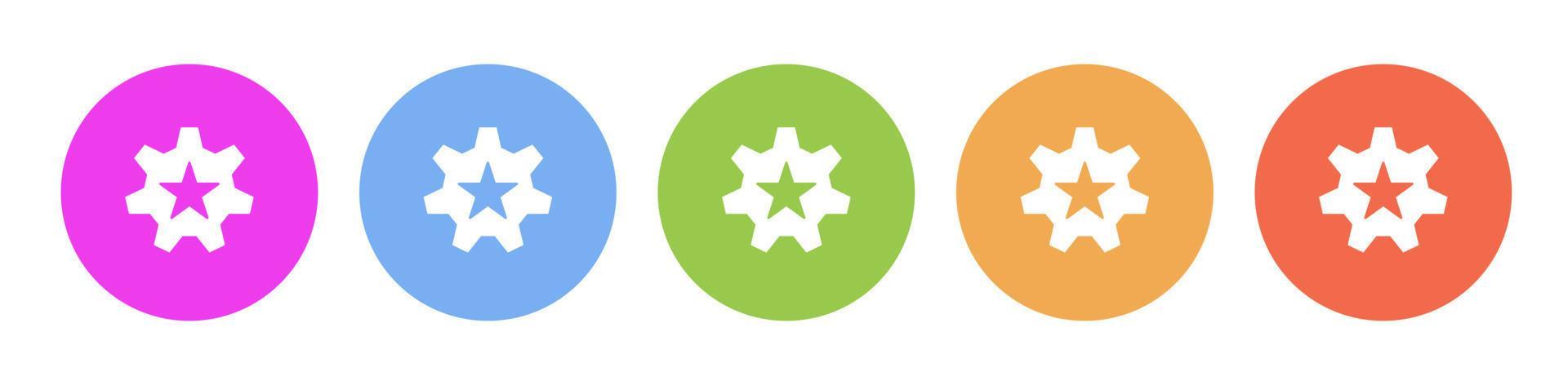 Dark button icon configuration favorite gear star. Button banner round badge interface for ...