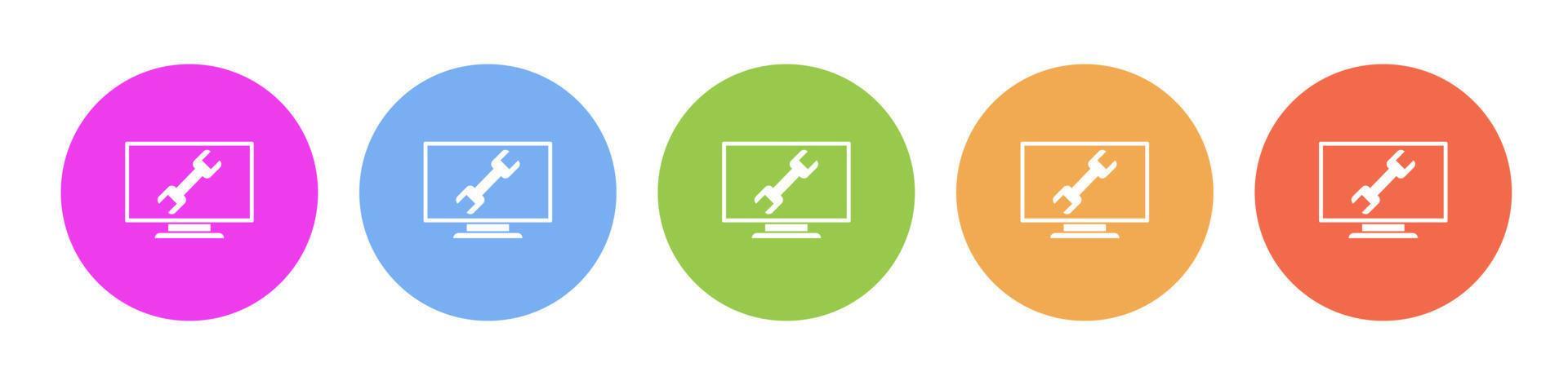 Dark button icon configuration desktop. Button banner round badge interface for application ...