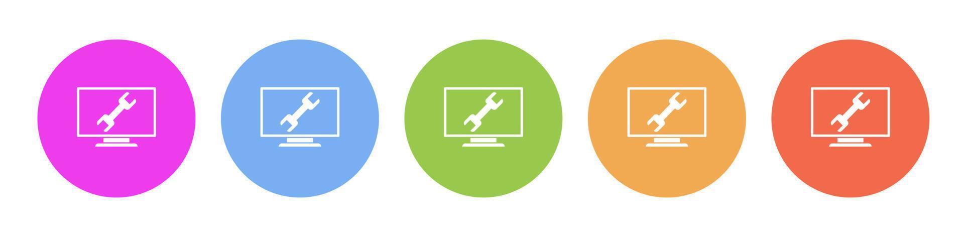 Dark button icon configuration desktop. Button banner round badge interface for application ...