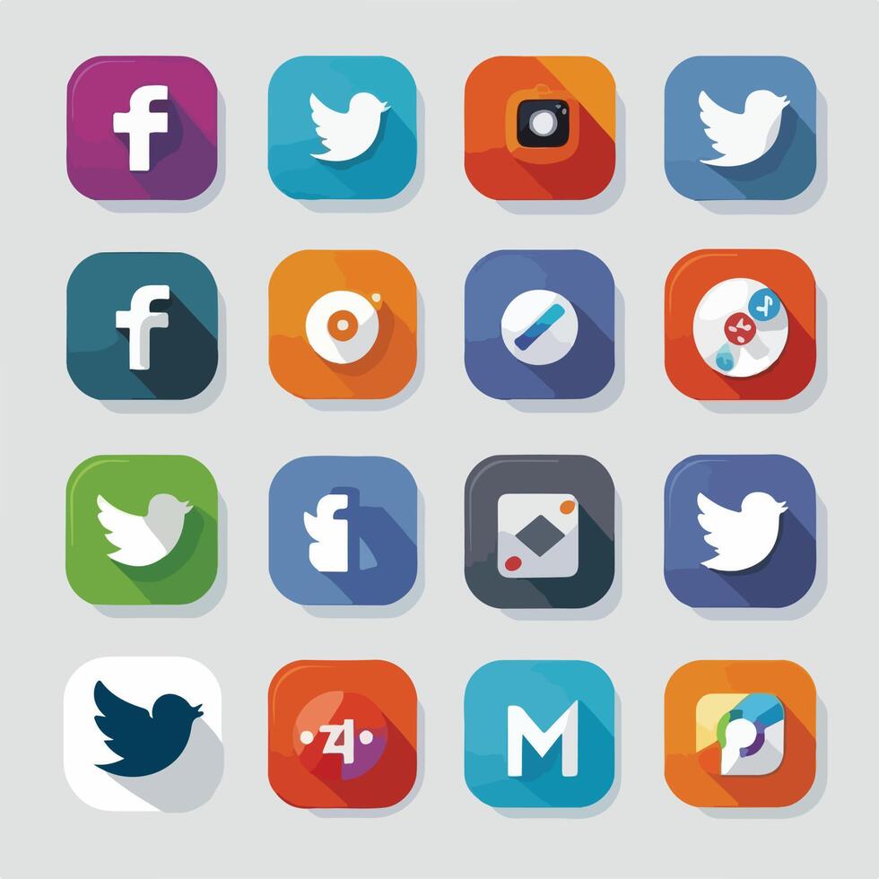 A collection of social media icons, representing popular platforms ... A collection of social media icons, representing popular platforms ...