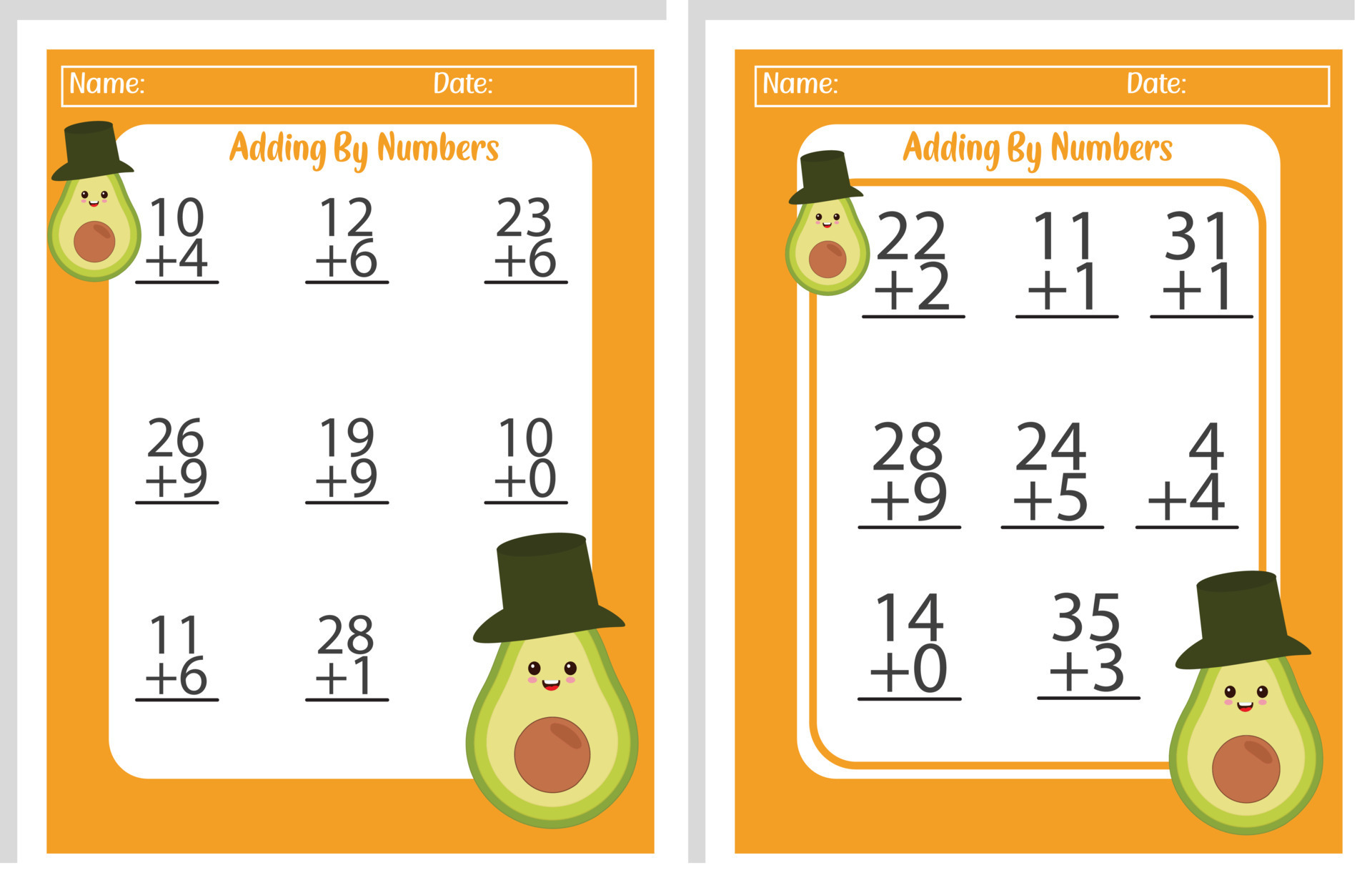 Addition Math Worksheets 21671805 Vector Art at Vecteezy