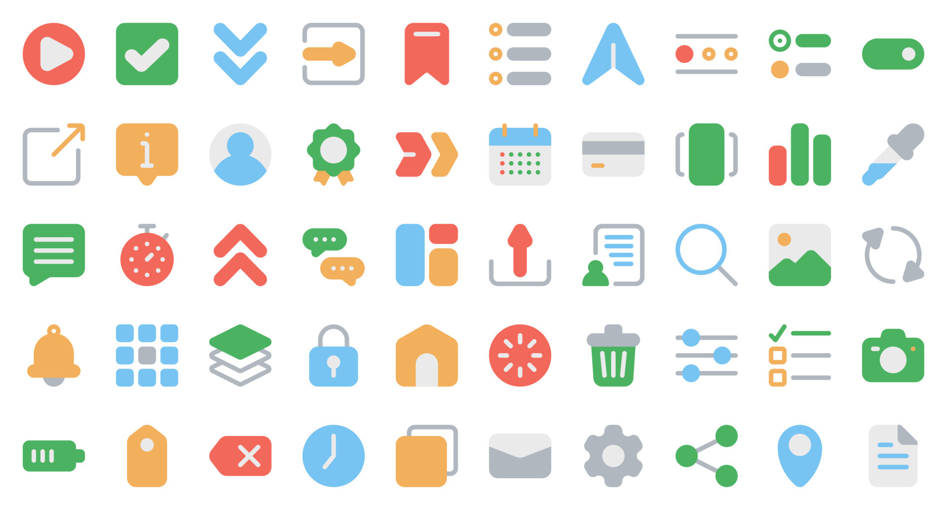 Basic user interface essential set. Flat icon set. User interface ...