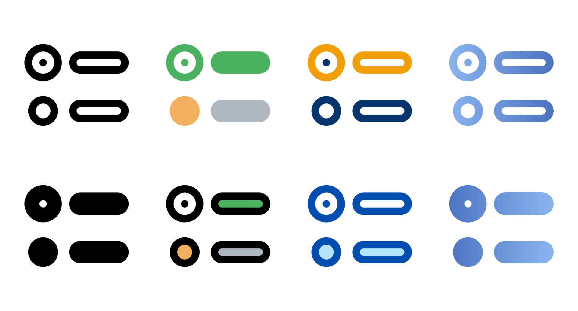 Radio Button Icons In Different Style Radio Button Icons Different Style Icons Set Vector