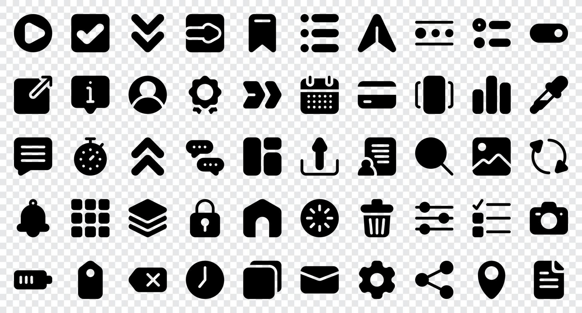 Basic user interface essential set. Solid icon set. User interface ...