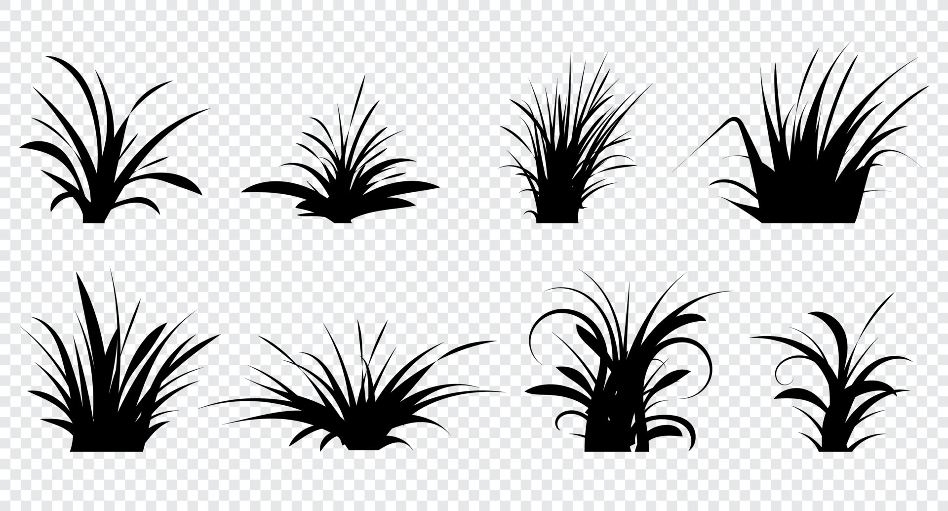 Set Of Hand Drawn Grass Black Vector Grass Silhouette Grass Icon Set Vector Illustration