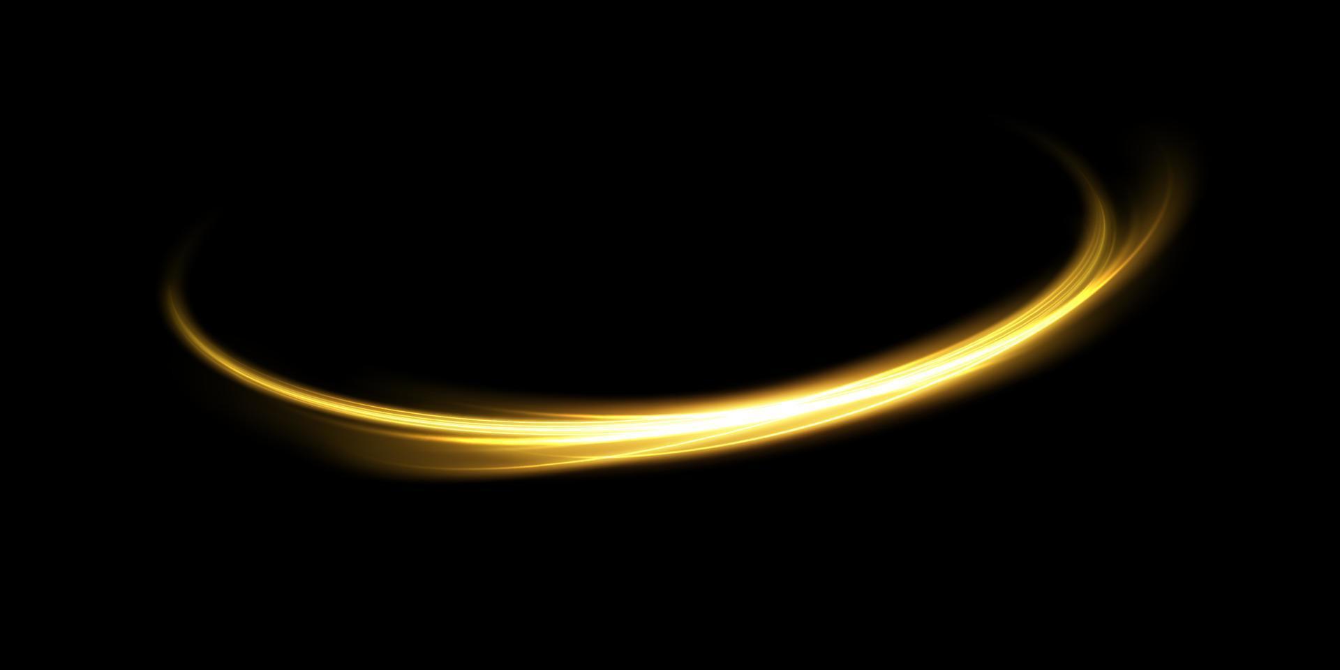 Abstract light lines of motion and speed in golden color. Light everyday glowing effect ...