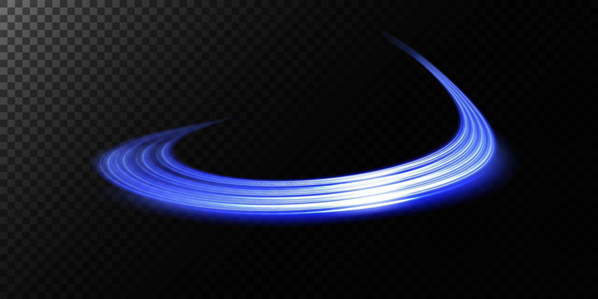 Abstract light lines of movement and speed in blue. Light everyday glowing effect. semicircular ...