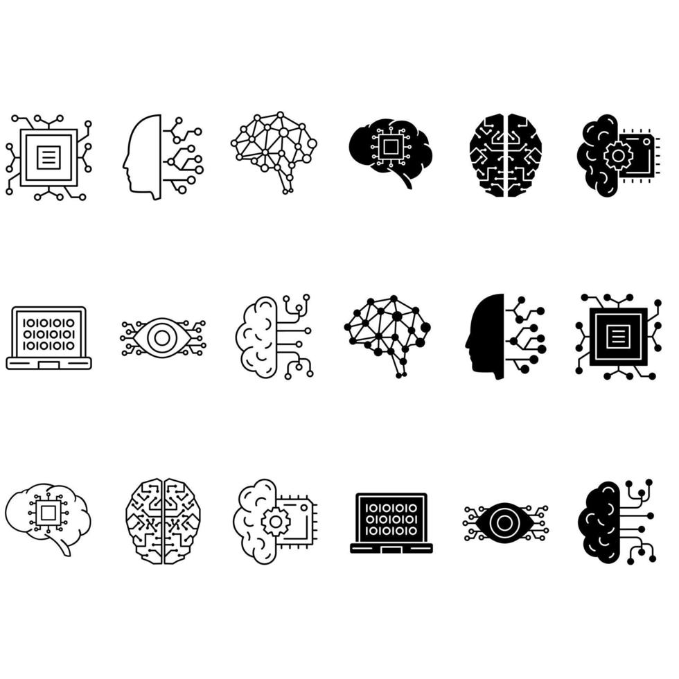 Artificial intelligence icon vector set. AI illustration sign collection. Technology symbol ...