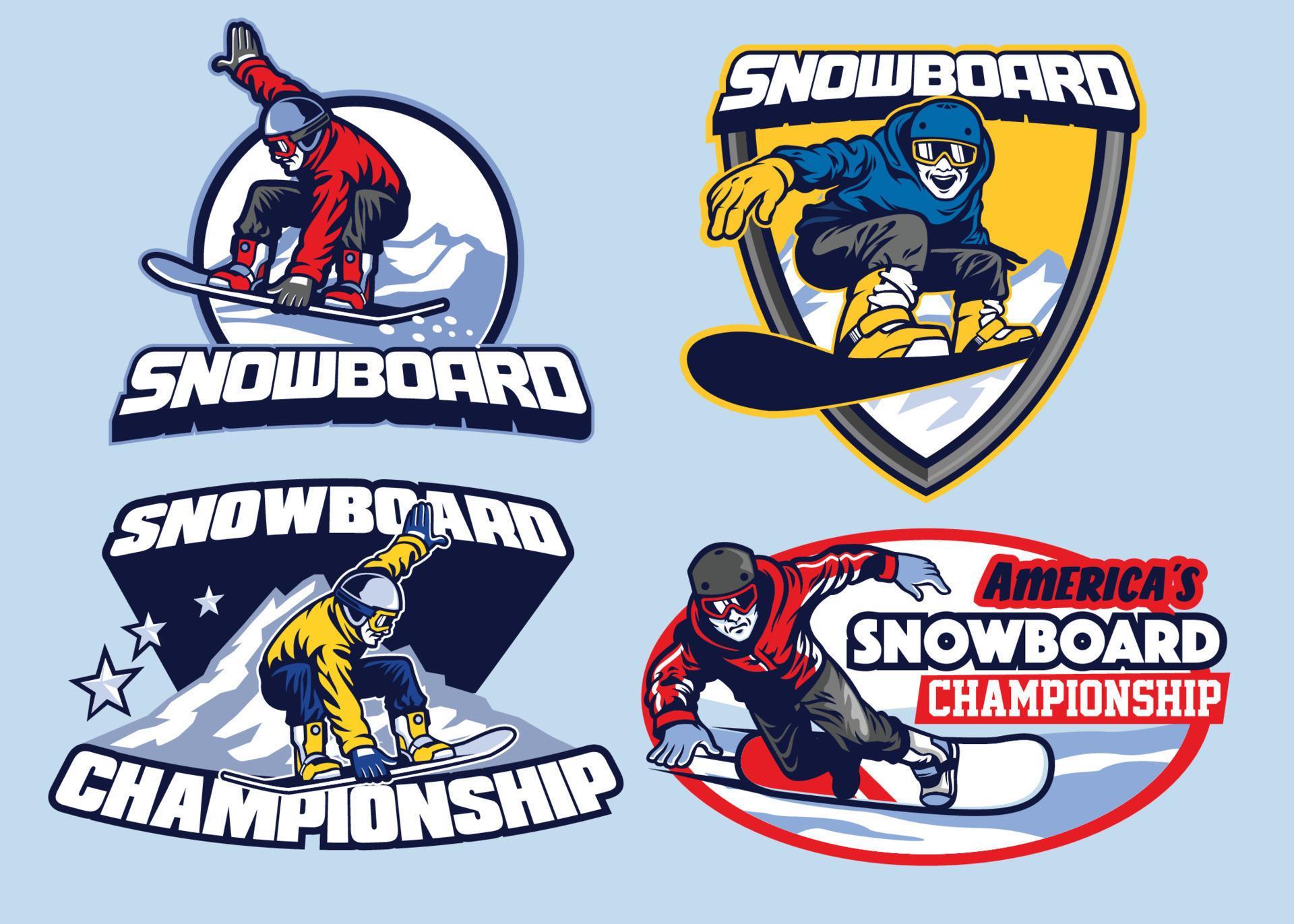 set of Snowboard badge design 21677799 Vector Art at Vecteezy