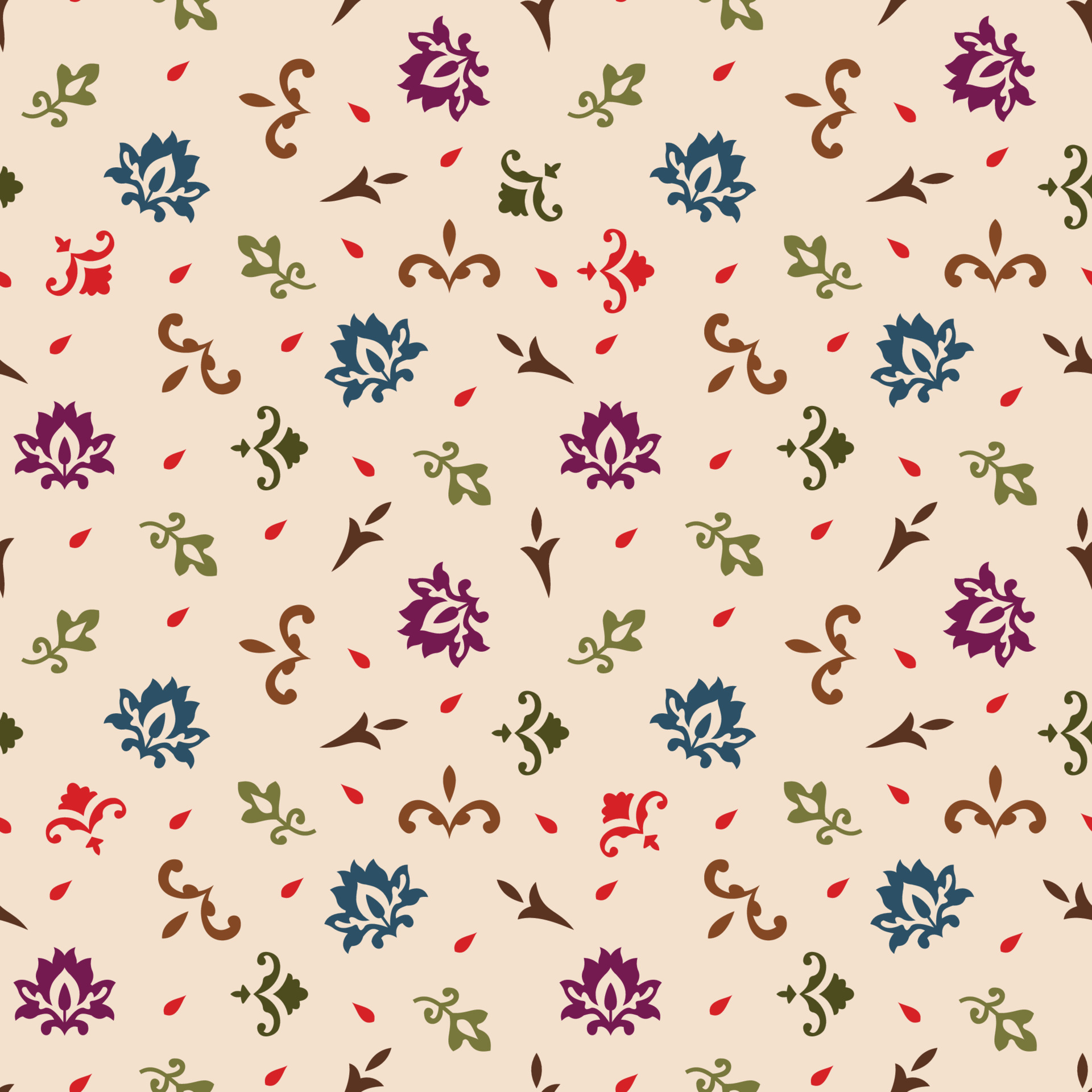 Pattern of Small Motifs all over design. Print block for fabric, apparel textile, wrapping paper ...