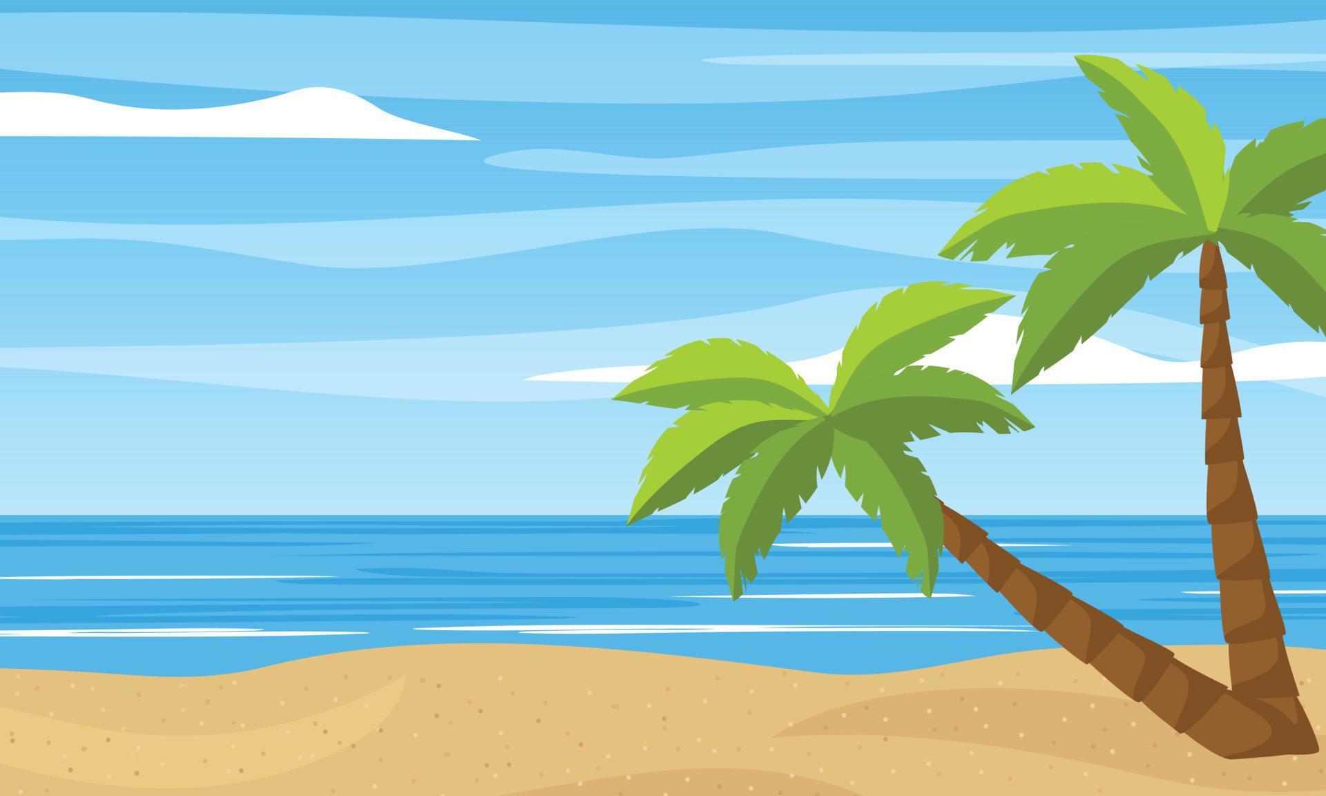 Beach scene with a palm tree on the beach. Summer sea background ...