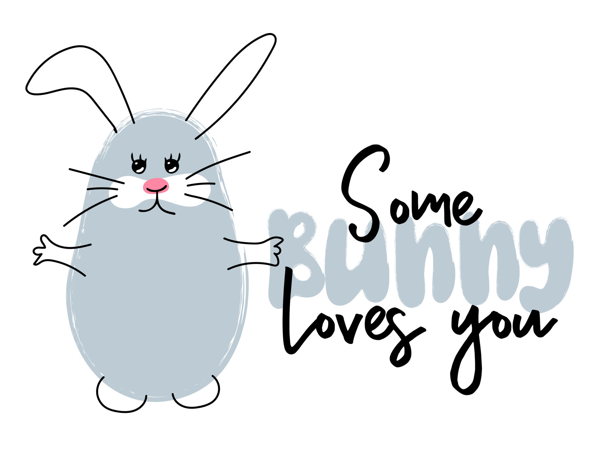 Some Bunny Loves You Cute Hand Drawn Rabbit 21683264 Vector Art At Vecteezy
