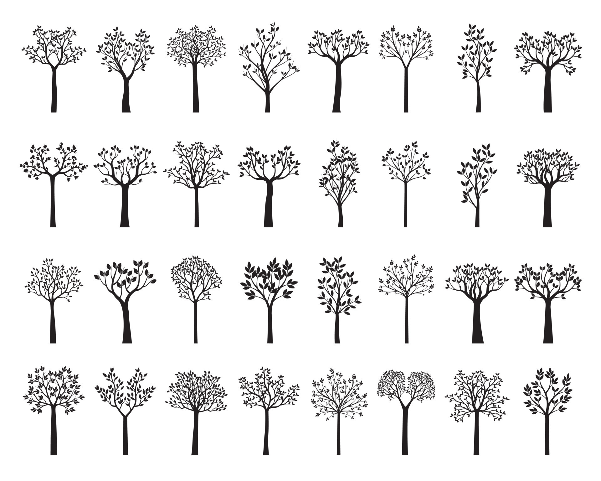 Set Green Trees Isolated Vector Illustration 21685133 Vector Art At Vecteezy