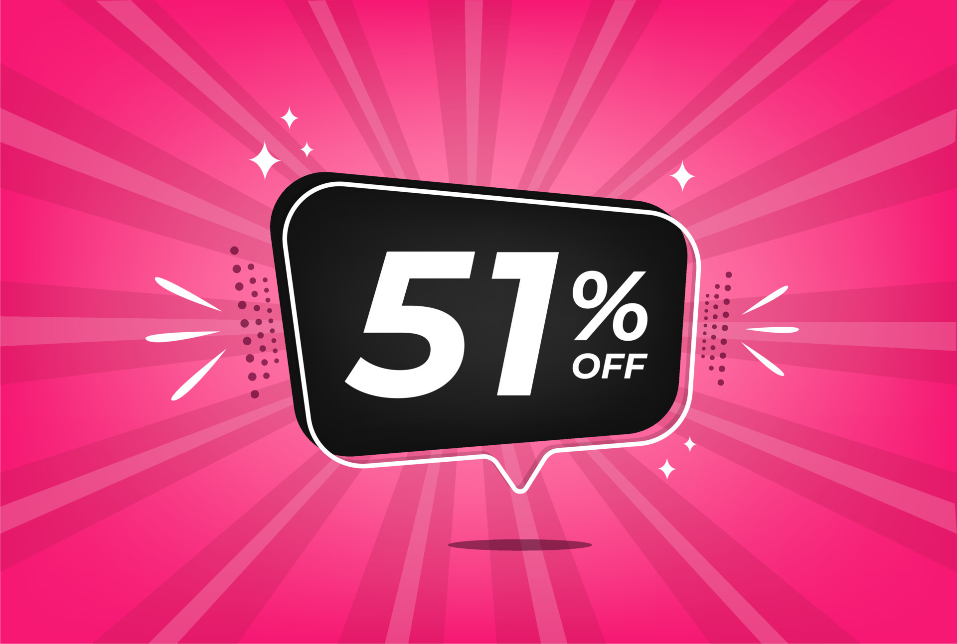 51 percent discount. Pink banner with floating balloon for promotions and offers. 21686385 ...