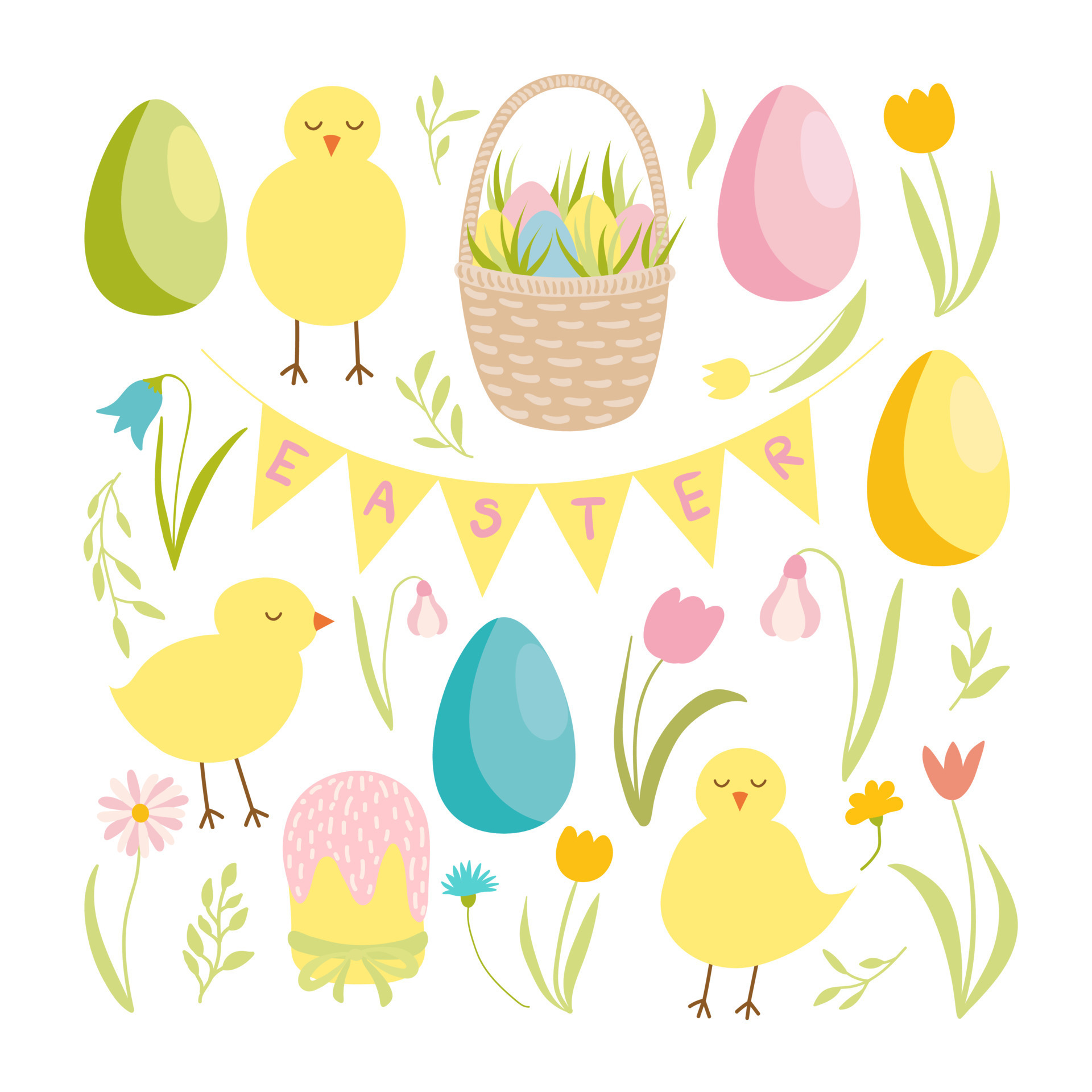 Easter vector clip art set. Happy Easter. Different kinds of vector ...