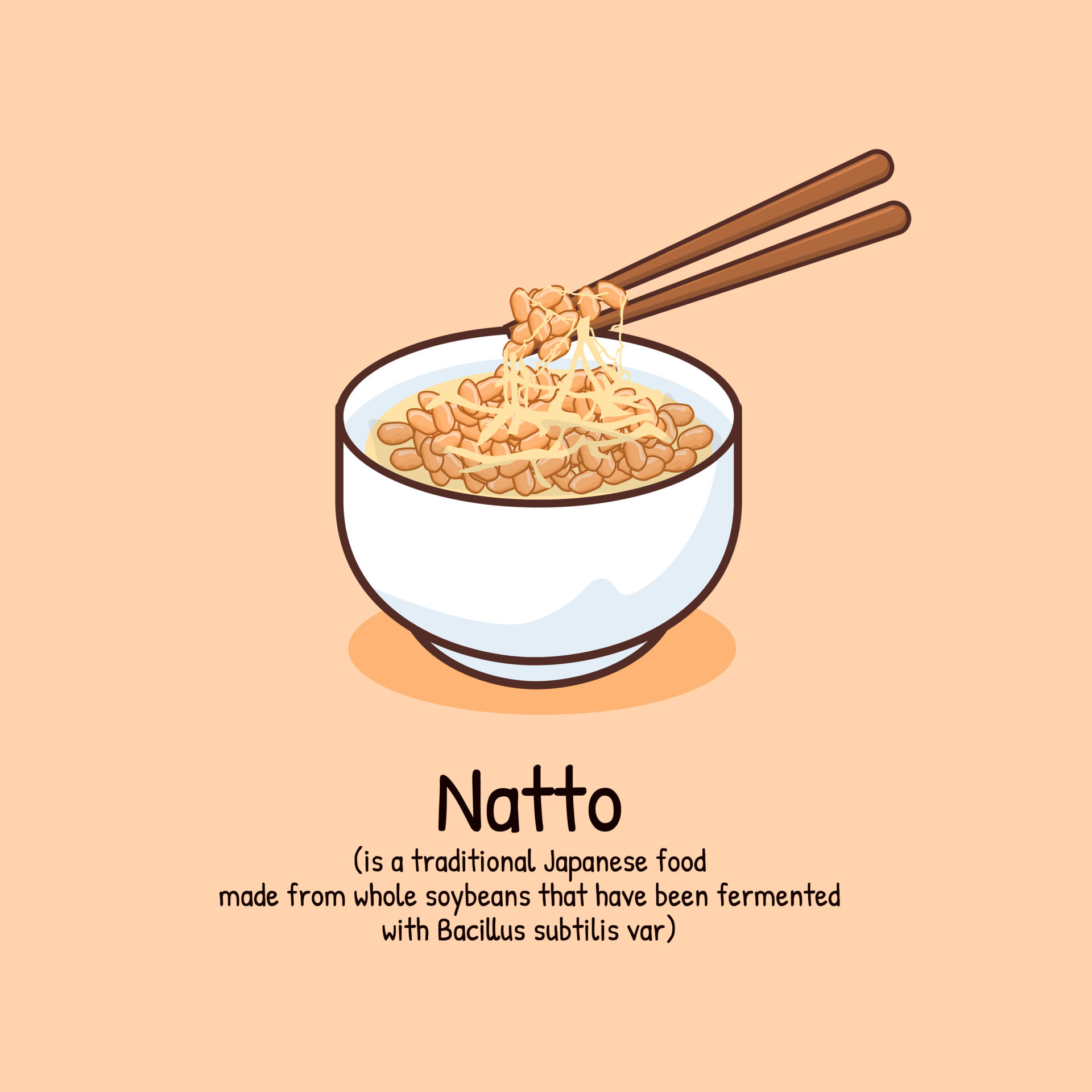 natto fermentado cocina japonés comida dibujos animados ilustración 21689318 Vector en Vecteezy