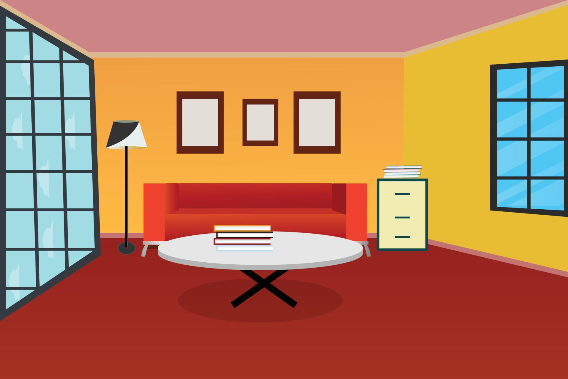 Cartoon Living Room Interior Background Template Cozy House Apartment Concept 21692008 Vector