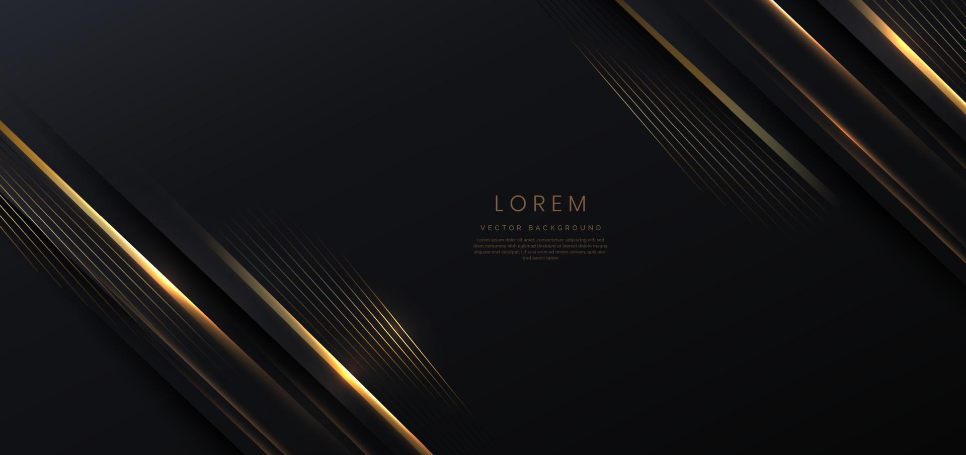 Abstract elegant black background with golden line and lighting effect sparkle. Luxury template ...