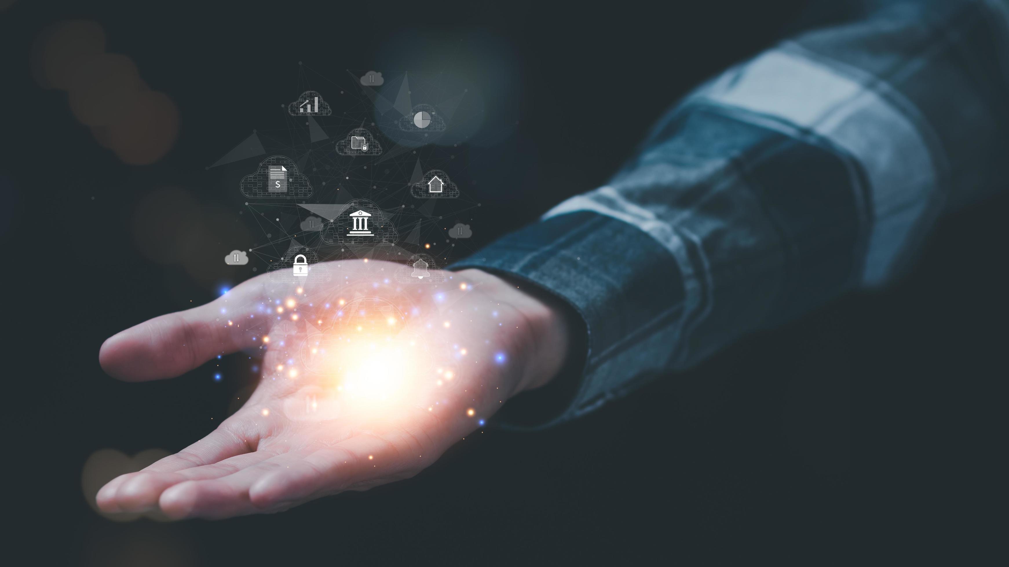 Man Showing Digital Network Data Connection Technology Concept Modern