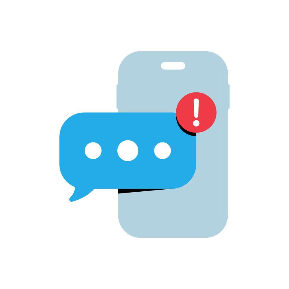 One New Sms Email Message Notification On Smartphone Concept Illustration Flat Design Vector