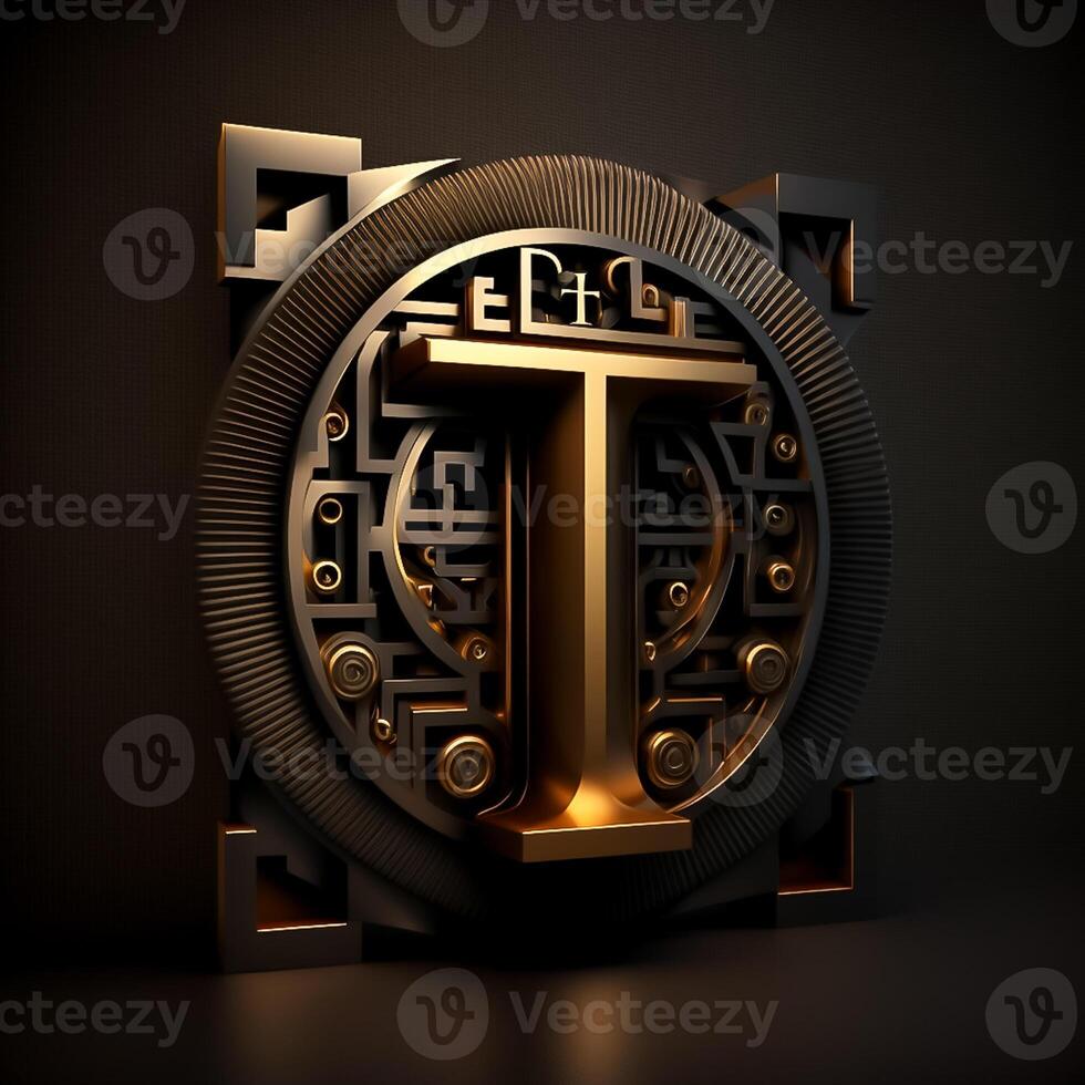 Logo for the letter T with a modern classic style ,3d alphabet on black background 21704731 ...