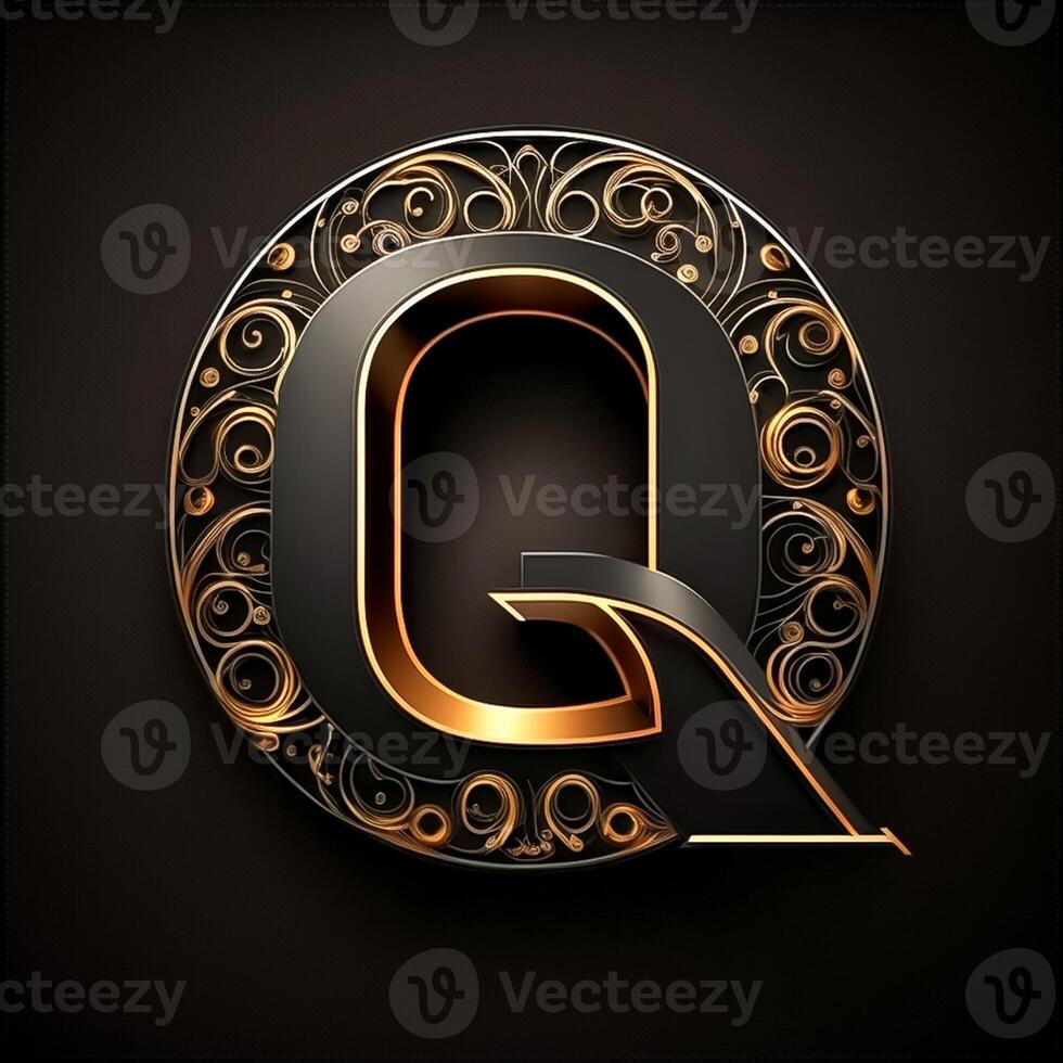 Logo for the letter Q with a modern classic style ,3d alphabet on black background 21704737 ...