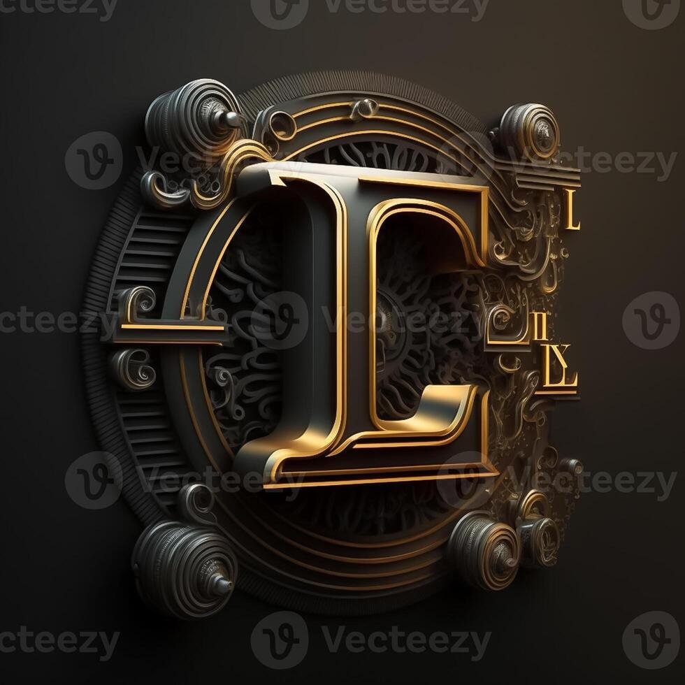Logo for the letter L with a modern classic style ,3d alphabet on black background 21705002 ...