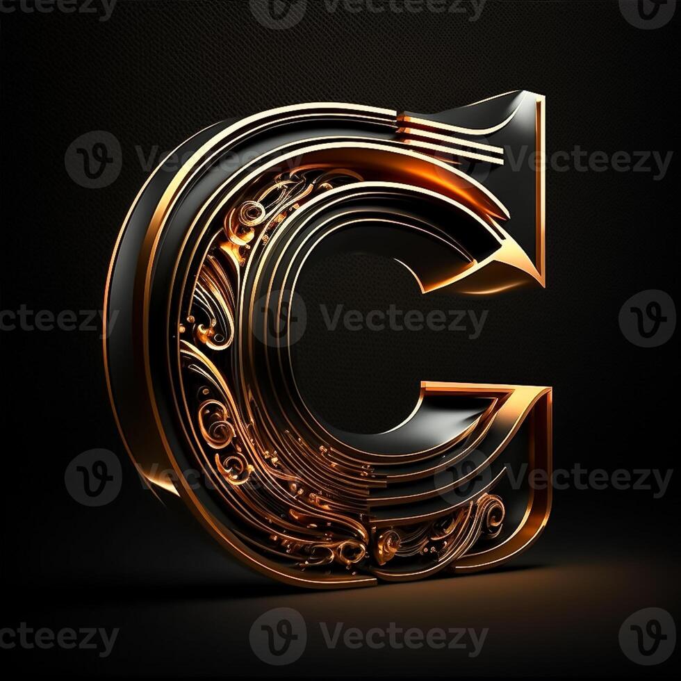 Logo for the letter C with a modern classic style ,3d alphabet on black background 21705007 ...