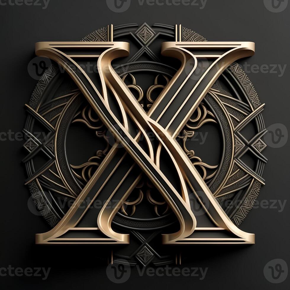 Logo for the letter X with a modern classic style ,3d alphabet on black background 21705011 ...