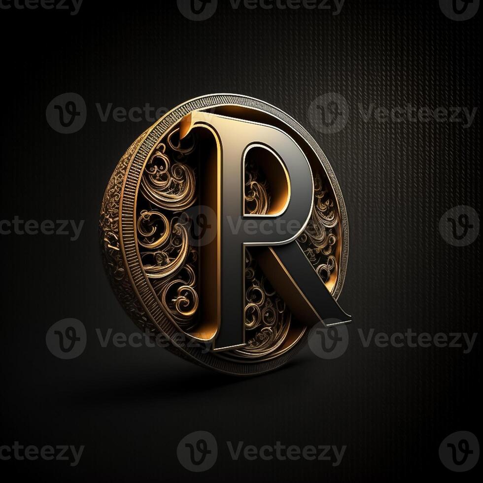 Logo for the letter R with a modern classic style ,3d alphabet on black background 21705013 ...