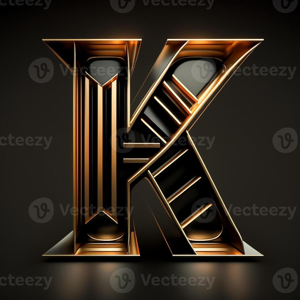 Logo for the letter K with a modern classic style ,3d alphabet on black background 21705091 ...