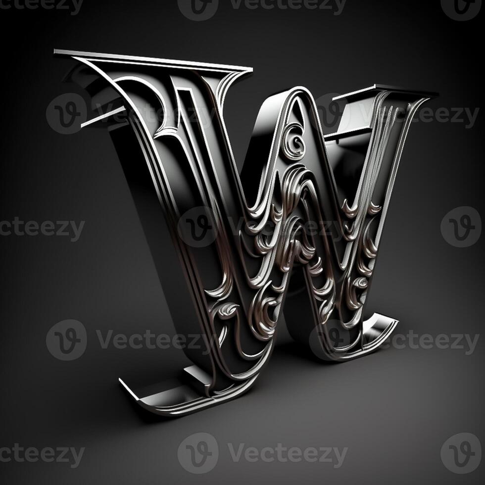 Logo for the letter W with a modern classic style ,3d alphabet on black background 21705182 ...