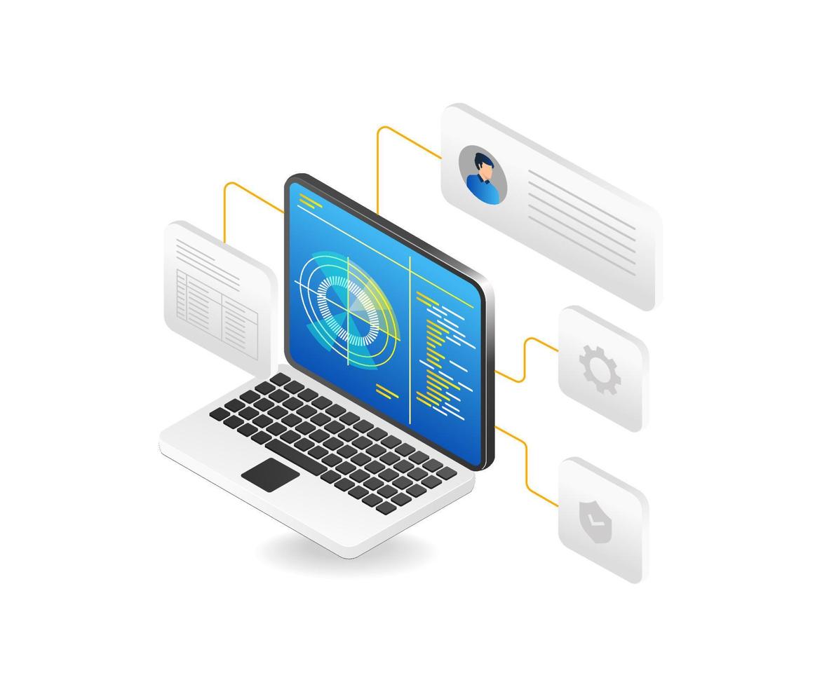 Personal data analysis computer isometric flat 3d illustration concept 21707024 Vector Art at ...