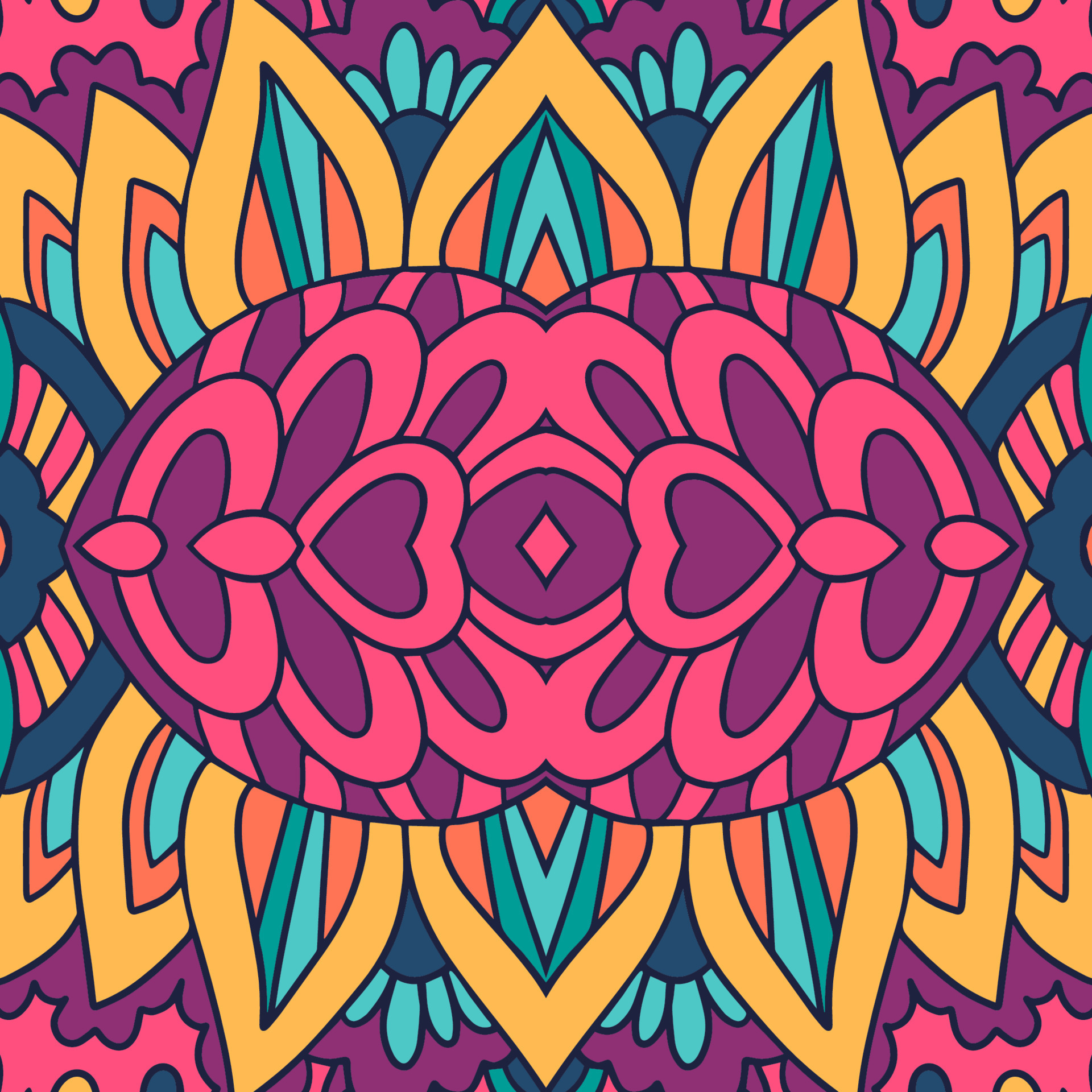 Abstract psychedelic seamless pattern vector. Colorful doodle art mandala style design. 21718208 ...