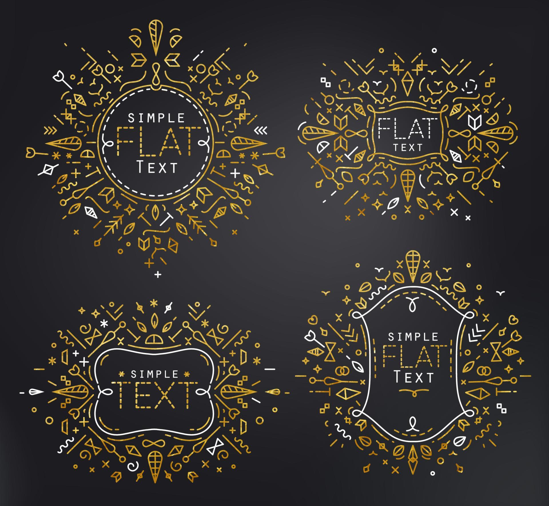 Gold linear monograms. Simple minimalist templates. Set of four shapes ...