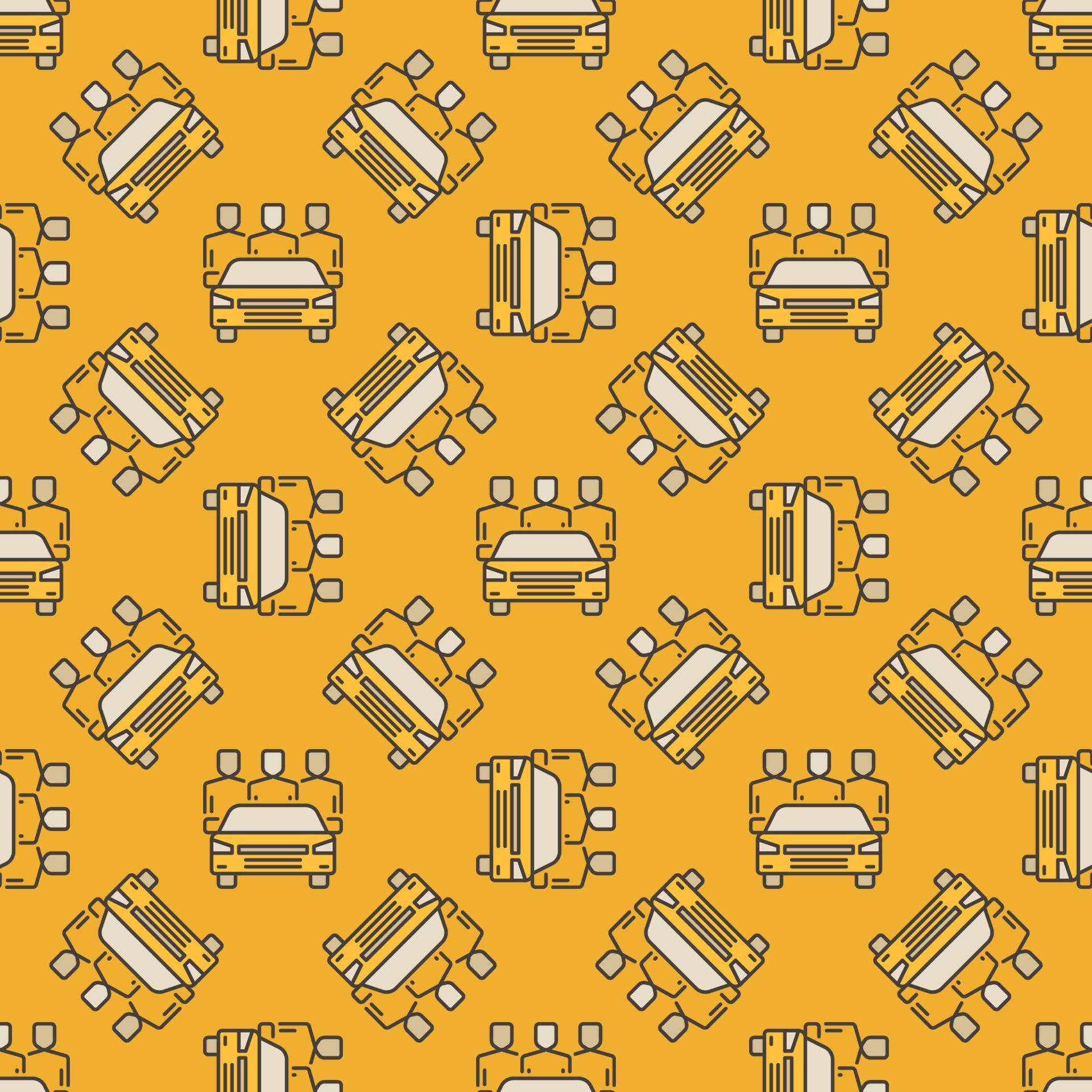 Car And People Vector Carsharing Concept Yellow Seamless Pattern 21723169 Vector Art At Vecteezy