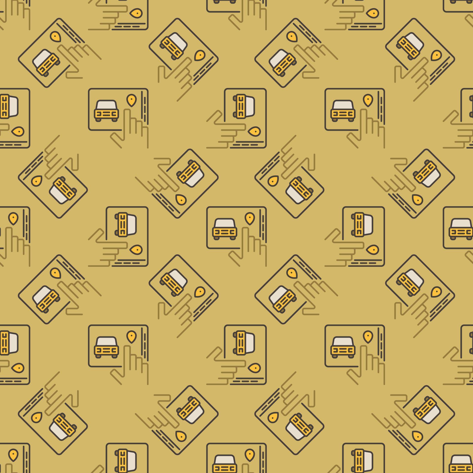 Car Sharing App On Tablet Screen With Hand Vector Yellow Seamless Pattern 21723171 Vector Art At