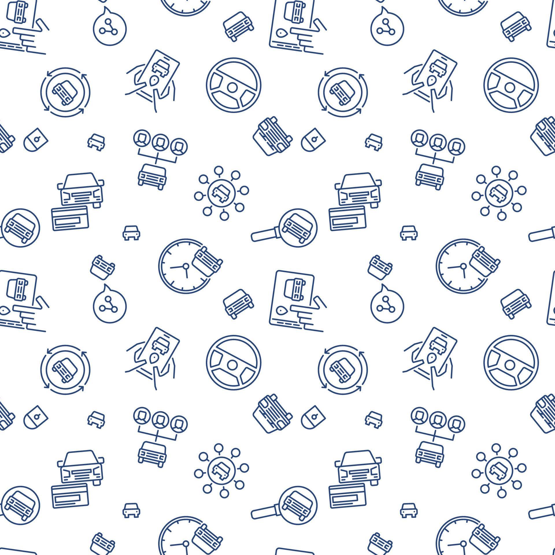 Carsharing Seamless Background Vector Car Rental Outline Pattern 21723197 Vector Art At Vecteezy