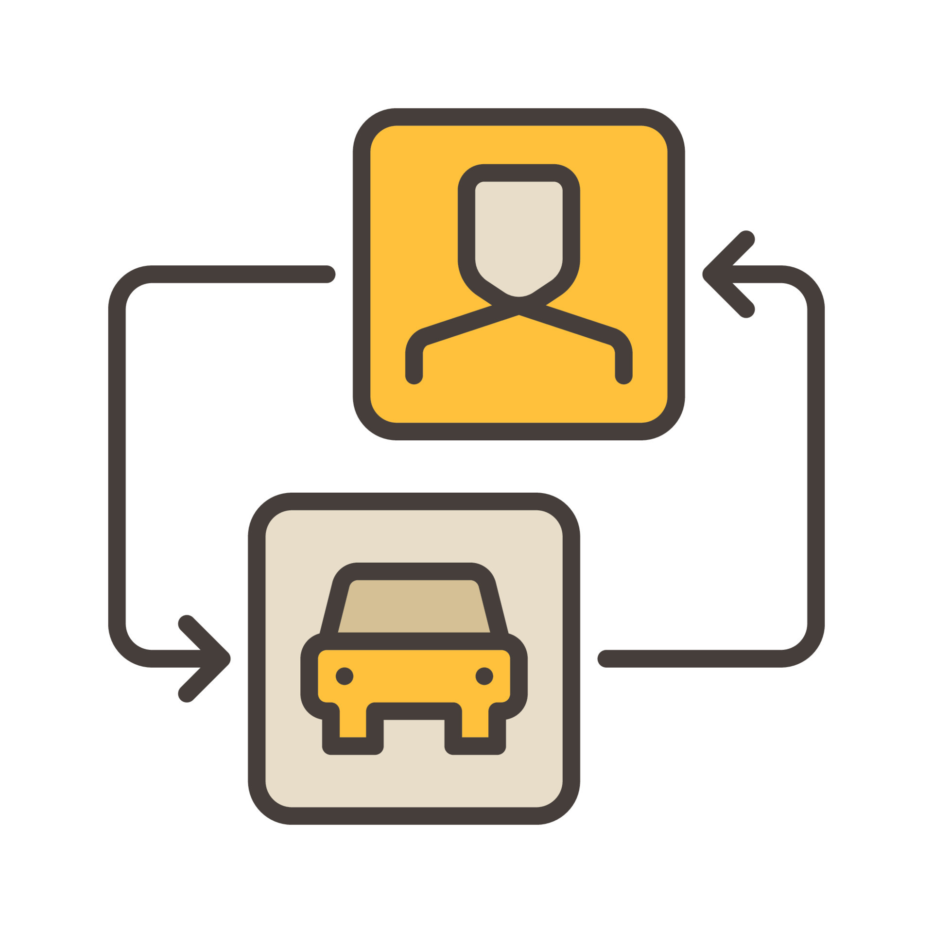 Carsharing Vector Man And Car With Arrows Concept Colored Icon 21723497 Vector Art At Vecteezy