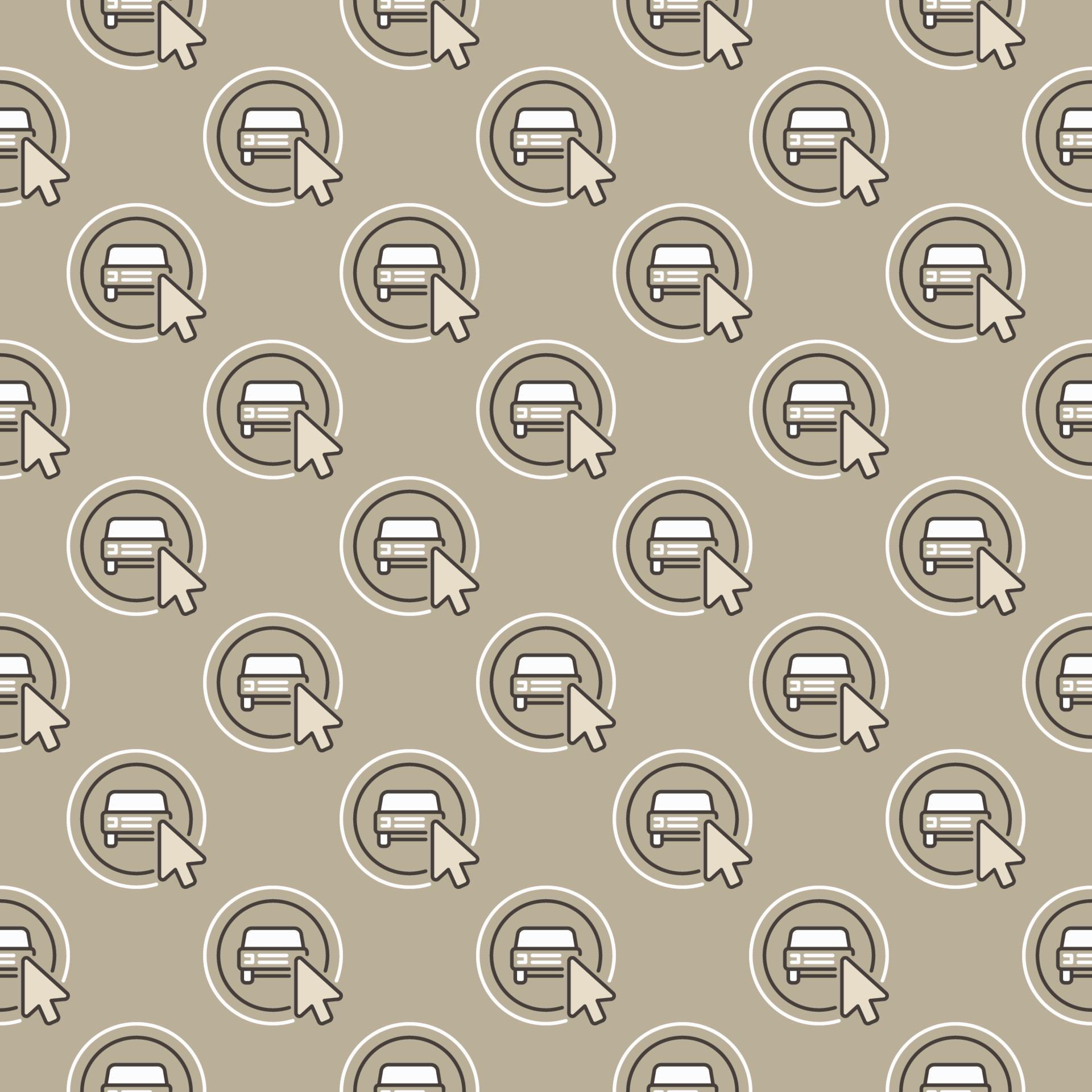 Mouse Cursor On Car Sharing App Button Vector Colored Seamless Pattern