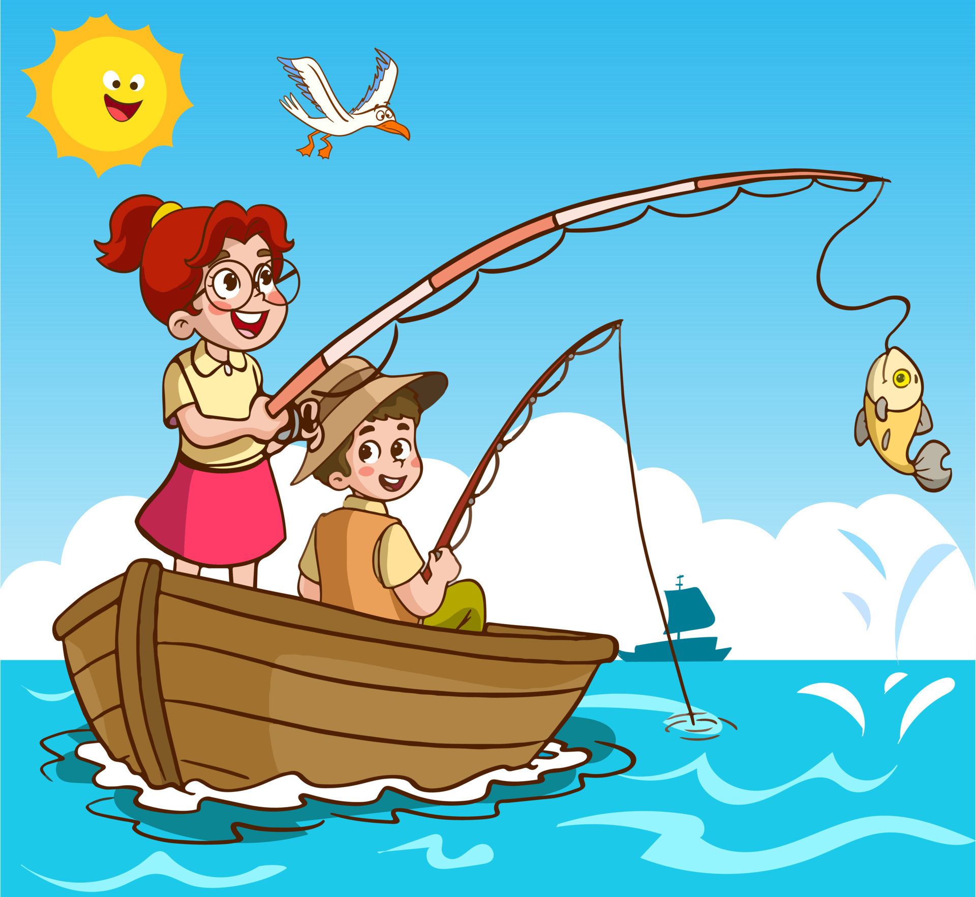 kids fishing in the sea cartoon vector 21725848 Vector Art at Vecteezy kids fishing in the sea cartoon vector 21725848 Vector Art at Vecteezy