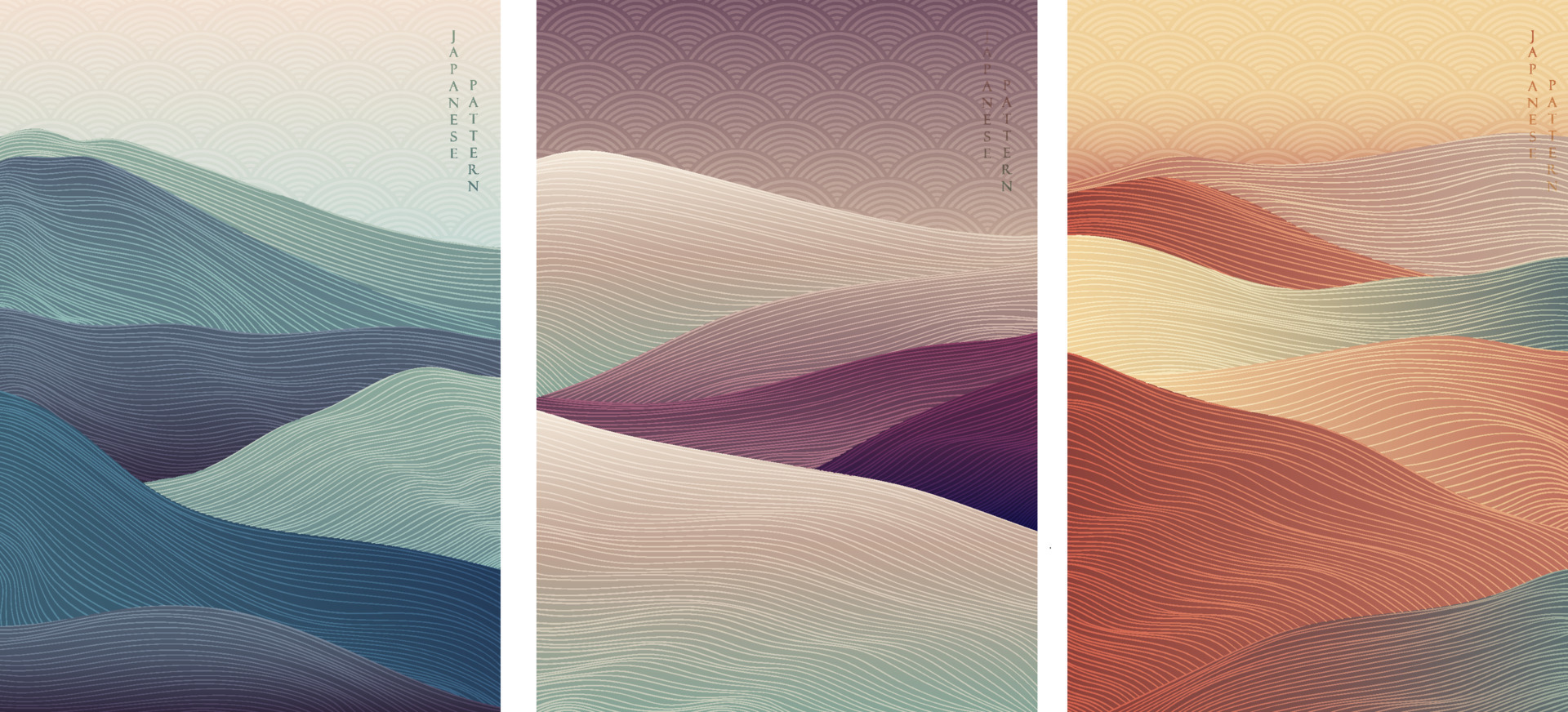 Japanese Background With Line Wave Pattern Vector Abstract Template