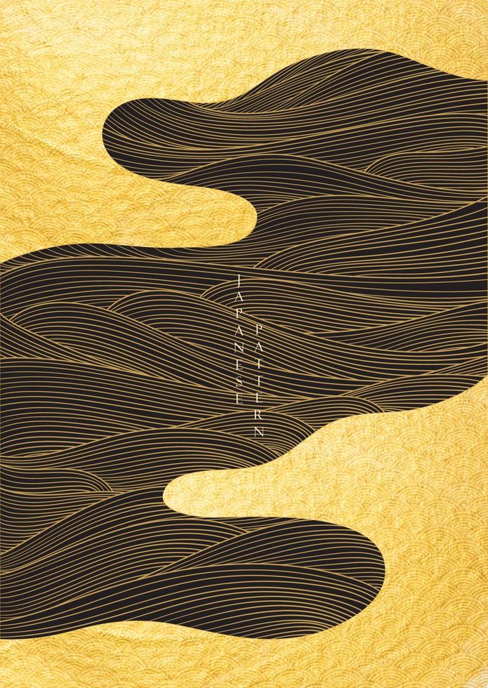 Japanese Background With Hand Drawn Wave Vector Abstract Template With Line Pattern Ocean Sea