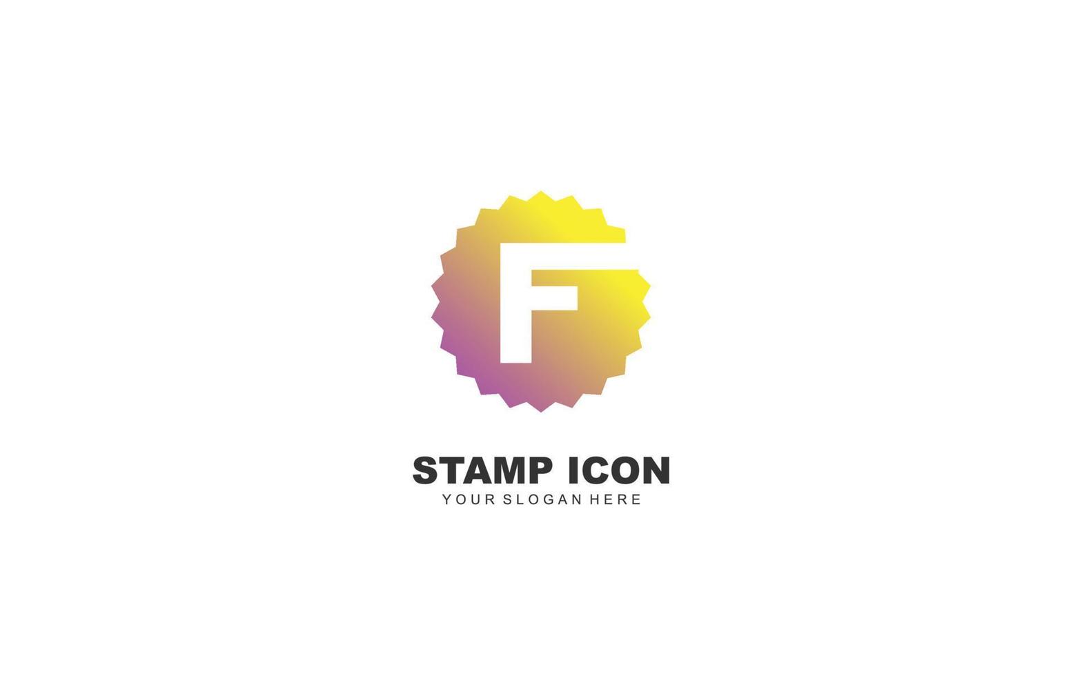 F Stamp logo design inspiration. Vector letter template design for ...
