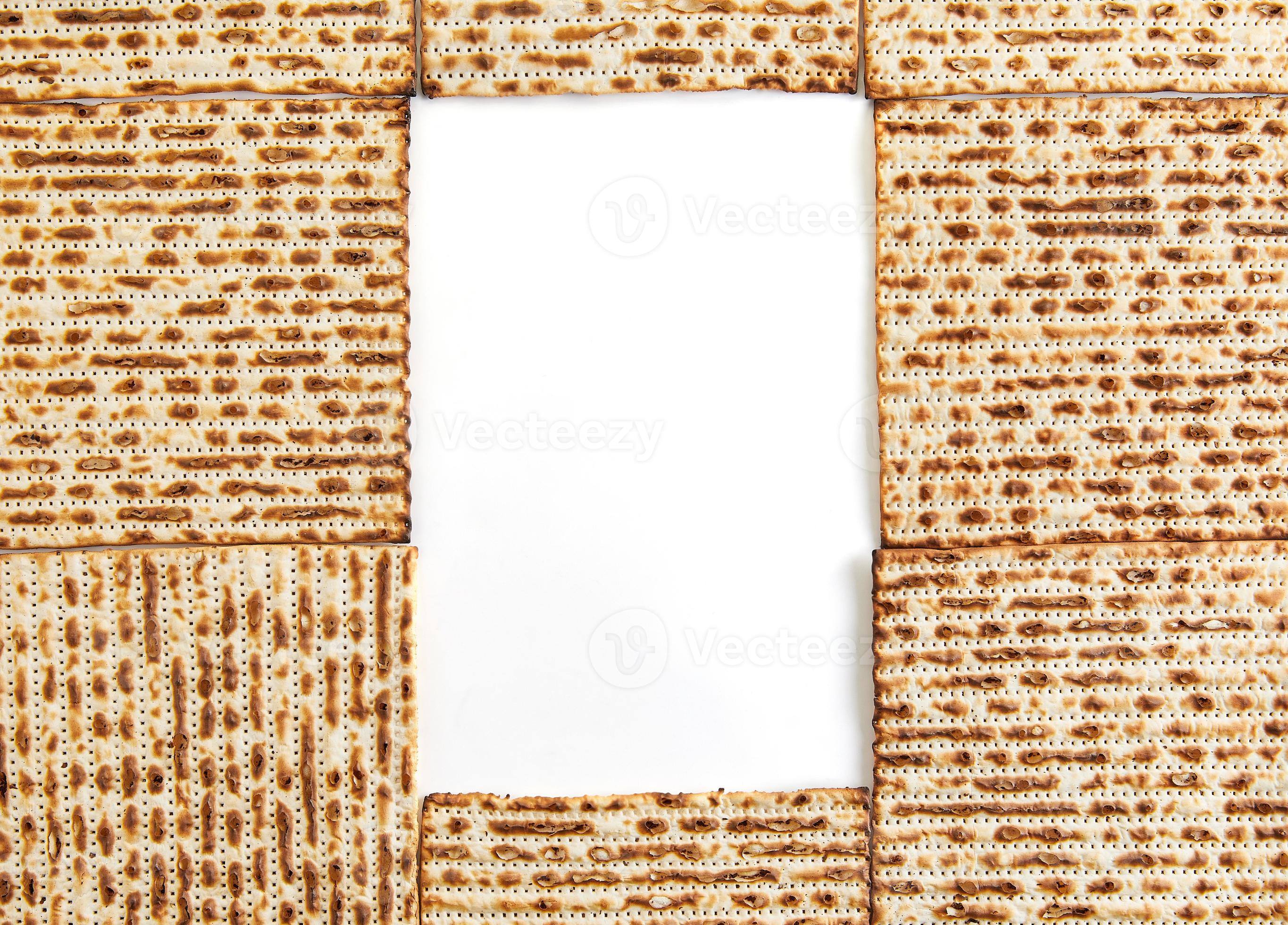 Pesach Celebration Concept Jewish Holiday Pesach Frame From Square Matzah Isolated On White