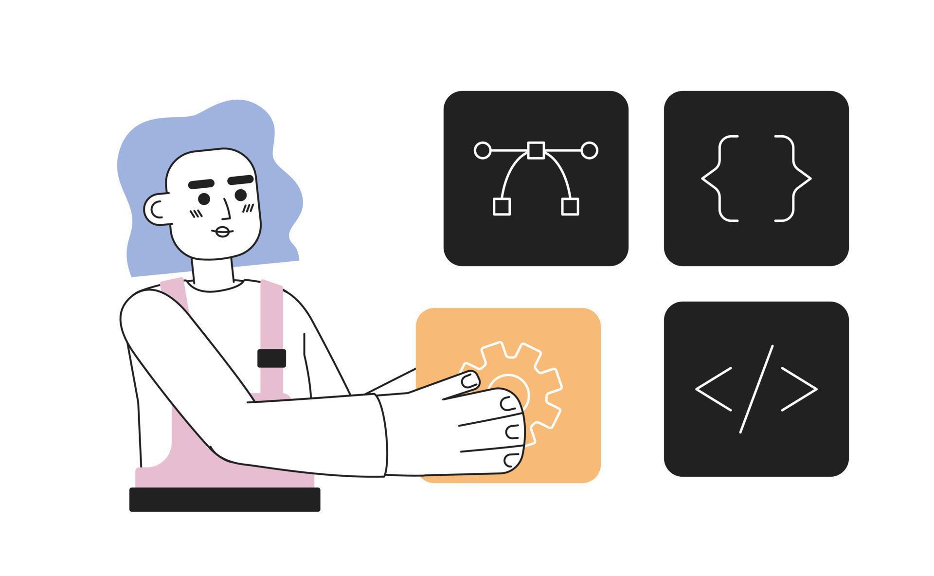 Website builder line concept vector spot illustration. Editable 2D flat ...