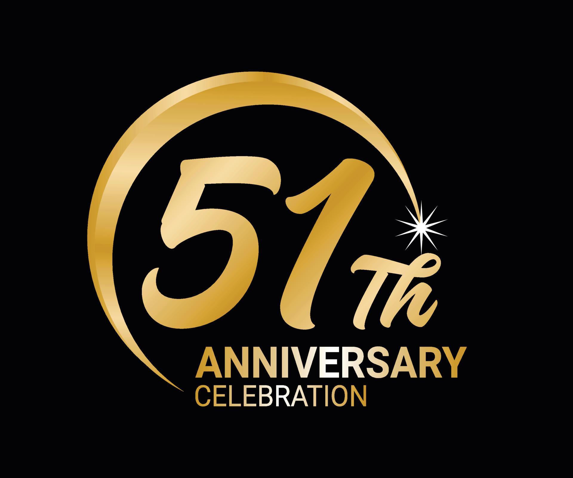 51th Anniversary ordinal number Counting vector art illustration in stunning font on gold color ...