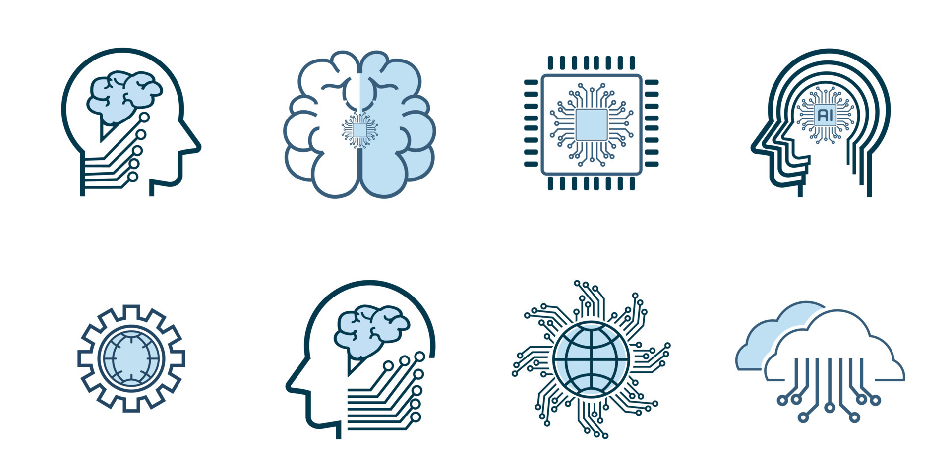Groups of technology icon set, such as robot, digital, vr, ai, cyber ... Groups of technology icon set, such as robot, digital, vr, ai, cyber ...
