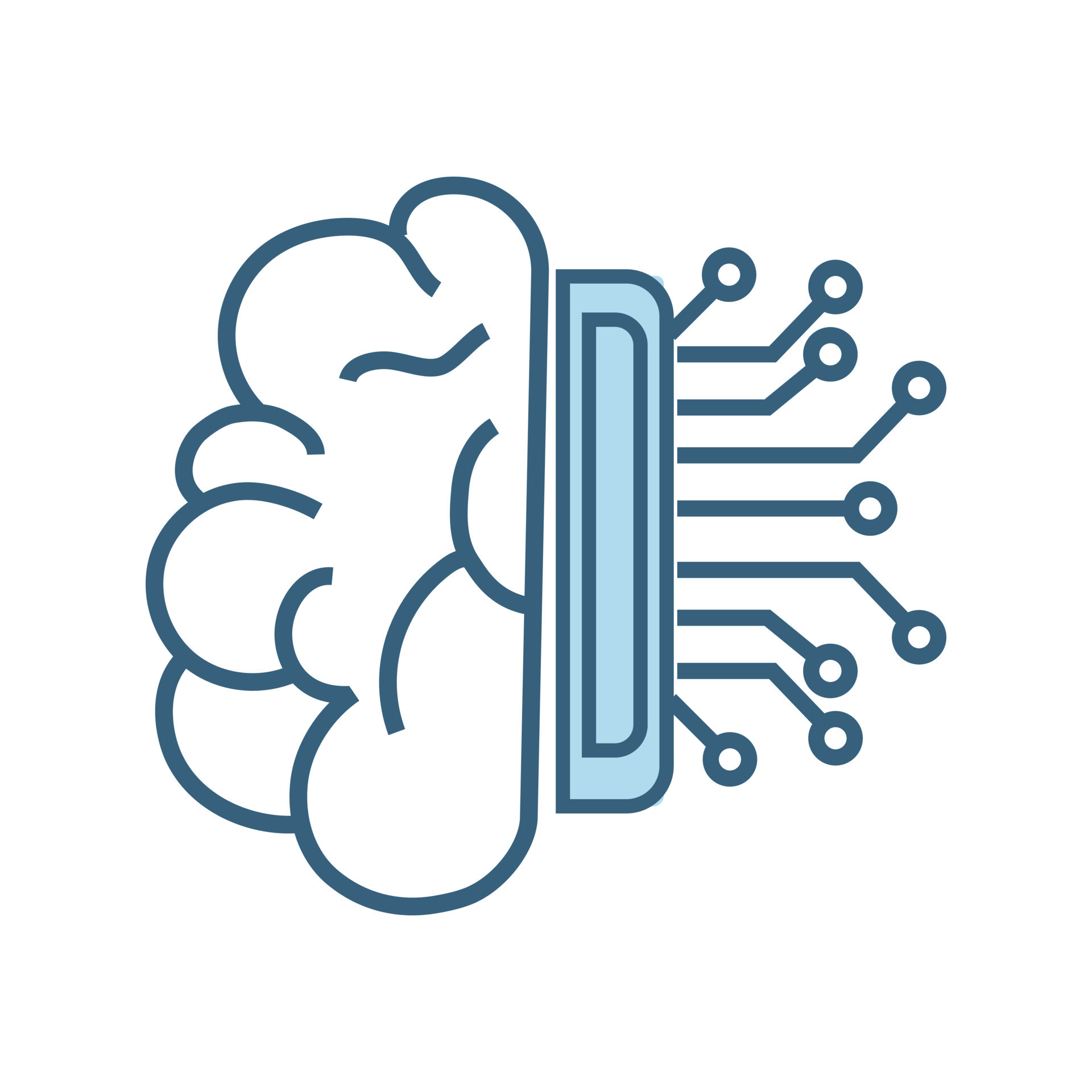 AI brain icon lines style, brain link with circuits system of artificial intelligence ...