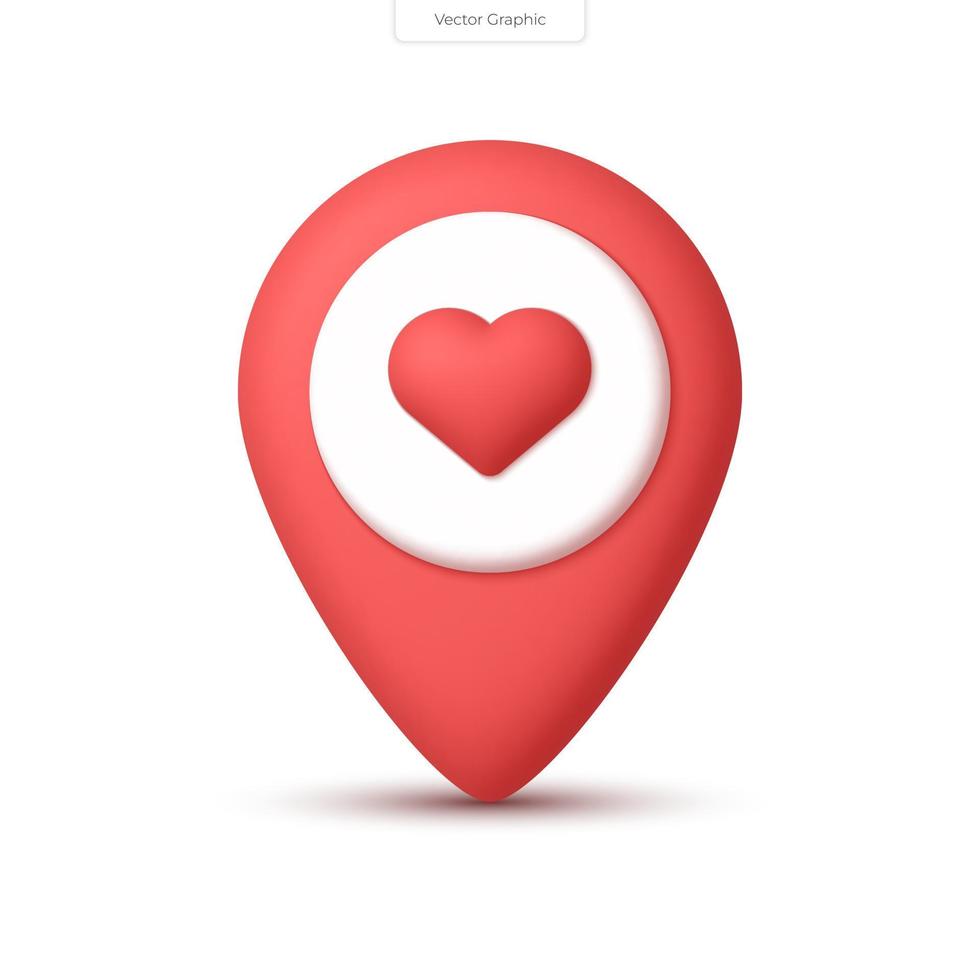 3D realistic map pointer with heart icon. Map Markers. 3D vector render illustration. 21741781 ...